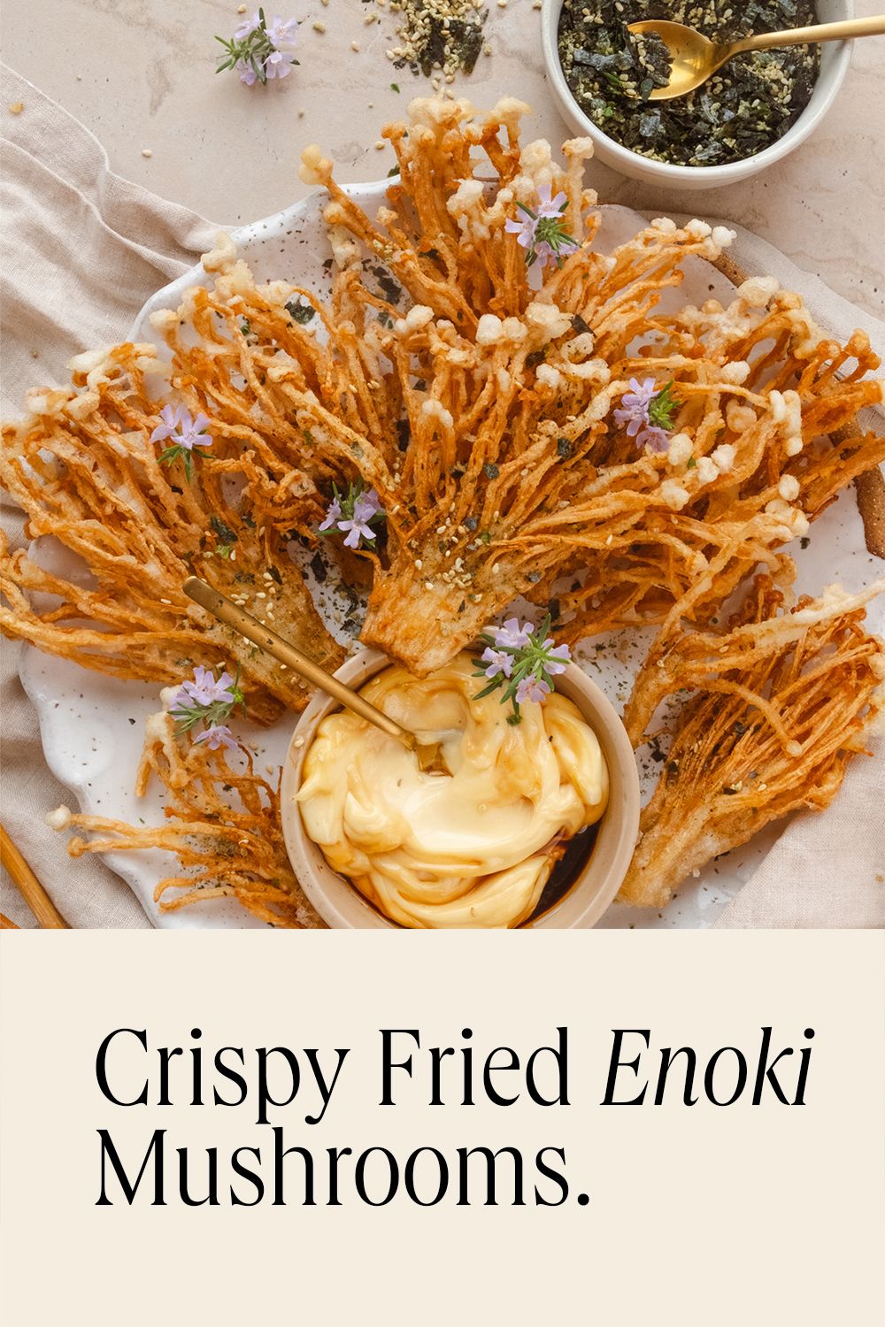 Crispy Fried Enoki Mushrooms | This Little Plate.